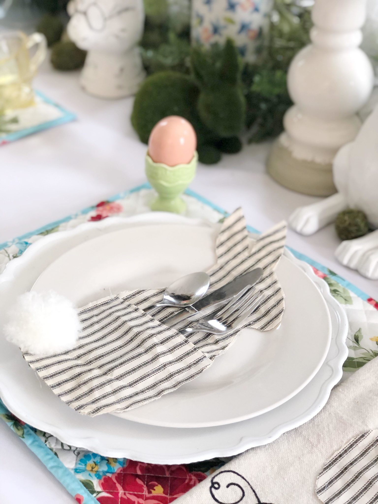 How to Make a DIY Easter Bunny Utensil Holder - The Curated Farmhouse