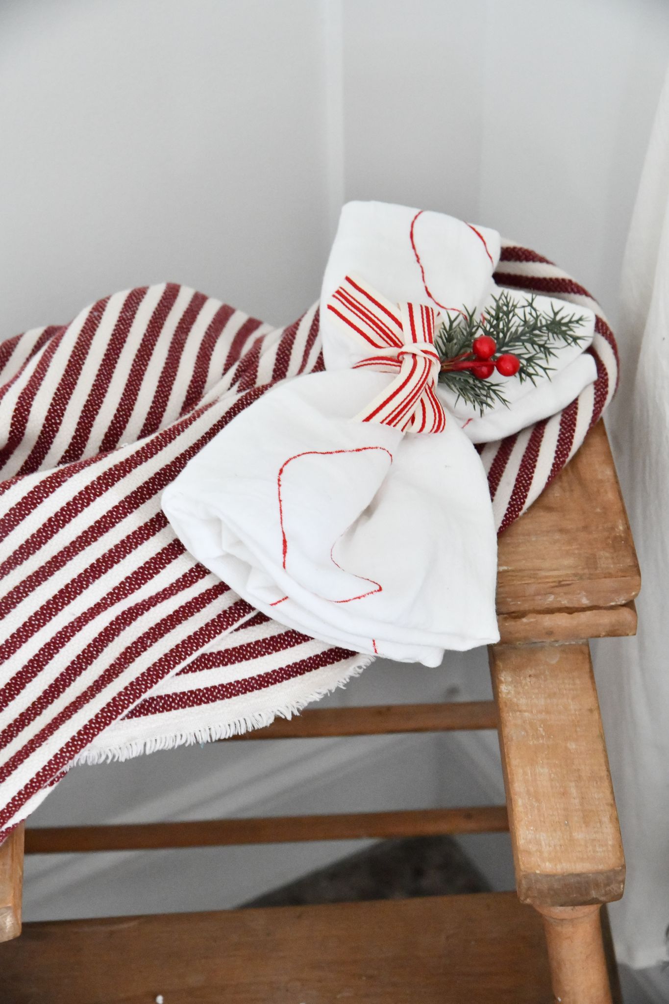 DIY Christmas Stamped Tea Towels - The Curated Farmhouse